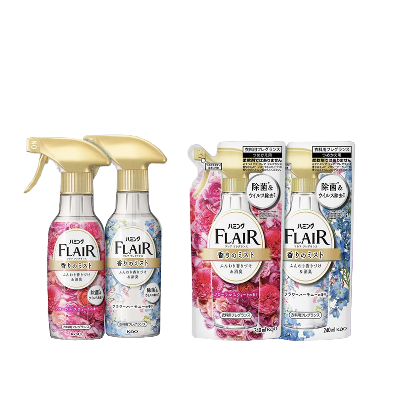 Kao Flair Fragrance Anti-wrinkle Spray 270ml & Refill 240ml Flower Har